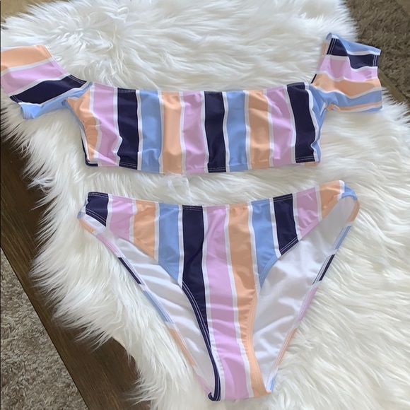 Missguided | Swim | Missguided Bardot Off The Shoulder Bikini Set ...